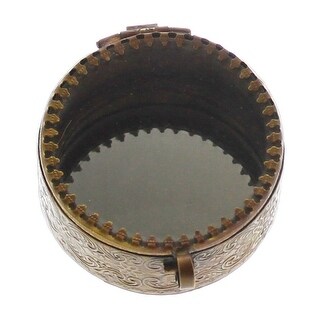 Lattice Design Metal Box with Glass Lid and Mirror Bottom, Small, Brass ...