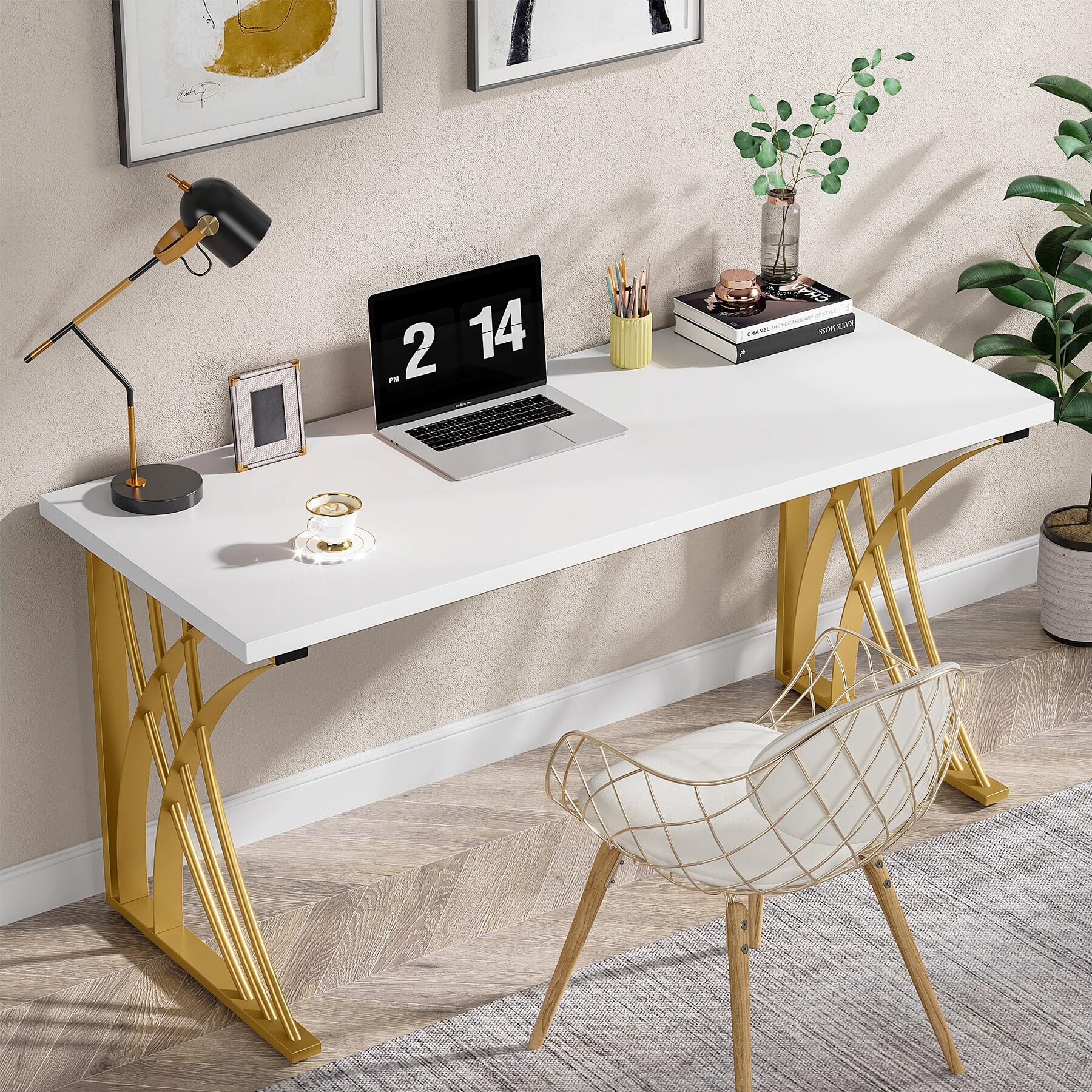 Writing computer desk laptop table white trestle home office desk study reading store