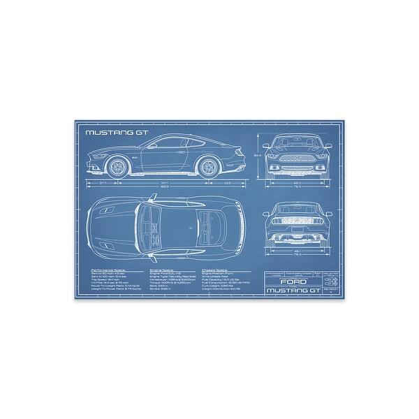 Mustang GT (2015-2017) Blueprint Print On Acrylic Glass by Action ...
