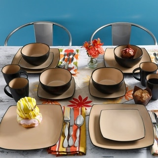 Square 16-Piece Dinnerware Set - Taupe - Bed Bath & Beyond - 37587069