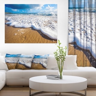 Foaming Ocean Waves on Sand - Extra Large Seascape Art Canvas - Bed ...