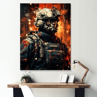 Designart "Military Soldier Abstract Frontlines " Military Wall Art ...