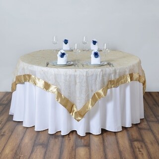 Embroidered Sheer Organza Table OVERLAY Wedding / Party Champagne - Bed ...
