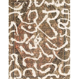 Ahgly Company Machine Washable Abstract Deep Peach Orange Area Rugs ...