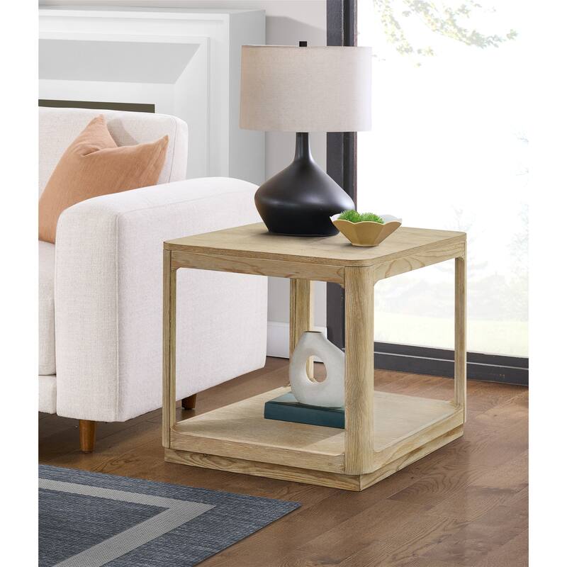 Delray Natural Wood 24-Inch End Table with Shelf - Overstock - 42925955