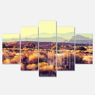 Designart 'Prairie with Layers of Mountains' Landscape Metal Wall Art ...