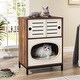 Solid Wooden Cat House Cabinet, Litter Box Enclosure with Door - Bed ...