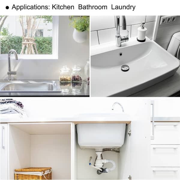 Sink Stopper Filter Basket Plug w 80cm P-trap Pipe for Basin with ...