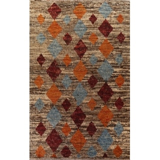 Geometric Moroccan Large Wool Area Rug Hand-knotted Living Room Carpet ...
