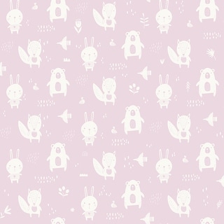 Animals Harrison Bitsy Pink Woodland 33 ft L X 20.9 in W Wallpaper ...
