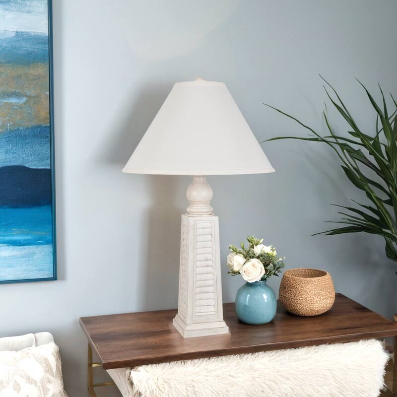 29" Shutter Table Lamp with Shade, Cream (Set of 2) - Overstock - 21424754