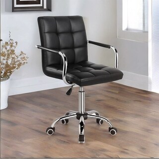 Leather Office Home Computer Chair with Arms and Swivel Wheels - Bed ...