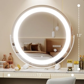 360°Rotation Round LED Makeup Mirror, Mirror Lighted Makeup Mirror ...