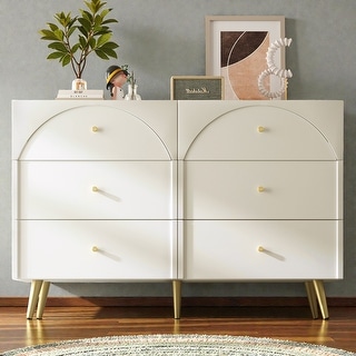Six Drawer Sideboard Cabinet with Two Doors, Metal Leg Storage Cabinet ...