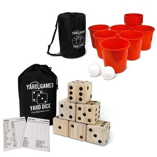 YardGames Giant Outdoor Wooden Dice Set Bundle with Pong Activity Party ...