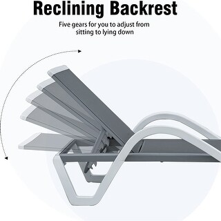 2-Piece Patio Pool Adjustable Lounge Chairs with Arm and Plastic Table ...