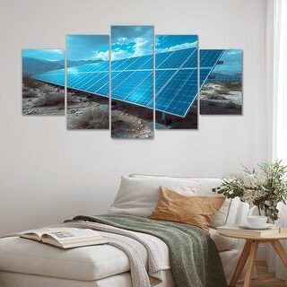 Designart - Monochrome Blue And Grey Solar Panels - Solar Panels Canvas ...