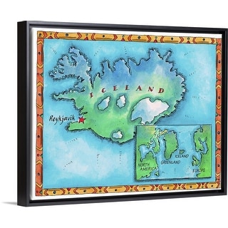 "Map of Iceland" Black Float Frame Canvas Art - Bed Bath & Beyond ...