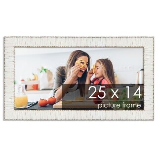 25x14 White Rustic Birch Wood Picture Frame with UV Acrylic, Foam Board ...