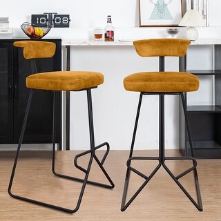 Velvet Upholstered Bar Stools 29-Inch Bar Height Kitchen Island Stool ...