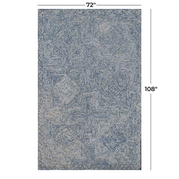 Blue Wool Modern Hand Hooked Rug - Bed Bath & Beyond - 33958862