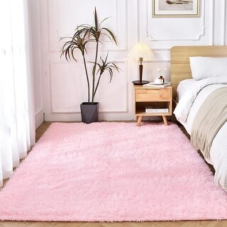 3x5 Feet Modern Soft Small Fluffy Fuzzy Area Rug,Pink - Bed Bath ...
