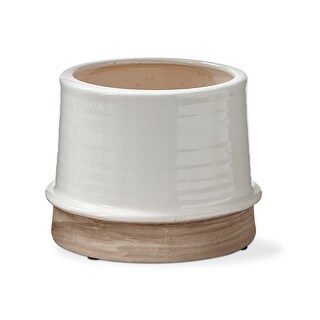 Radius Planter Large White Glazed Stoneware, 6L x 6W x 5.4H inches ...