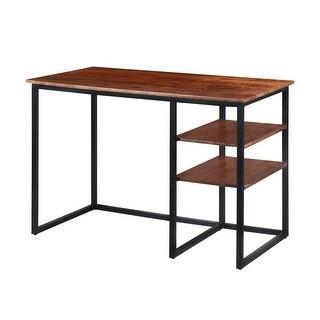 45 Inch Tubular Metal Frame Desk with Wooden Top and 2 Side Shelves ...