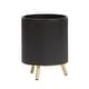 Everett Black Mid-Century Modern Indoor Metal Pot Planter with 3-Leg ...