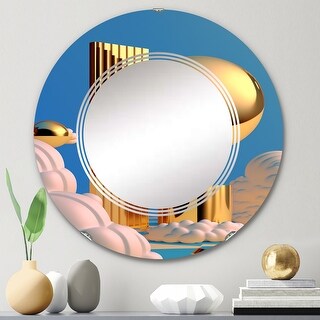 Designart 'Golden Spheres Infinity VI' Printed City Wall Mirror - Bed ...