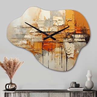 Designart - Orange Impressions III - Abstract Collages Large Wall Clock ...