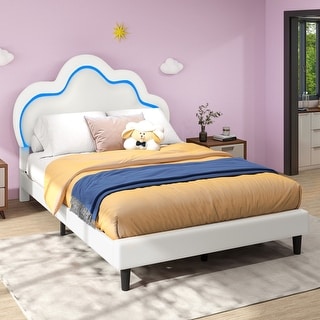 Upholstered Bed Frame Smart LED Bed Frame with Adjustable Cloud ...