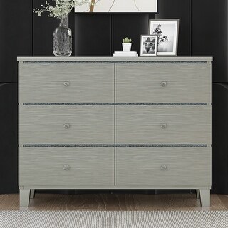 6 Drawers Dresser, Metal Slides, and Crystal Handle, Elegant & Durable ...