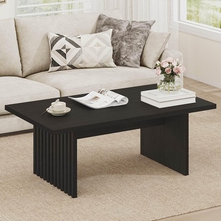 47 Inch Modern Rectangular Coffee Table with Spacious Top and Slatted ...