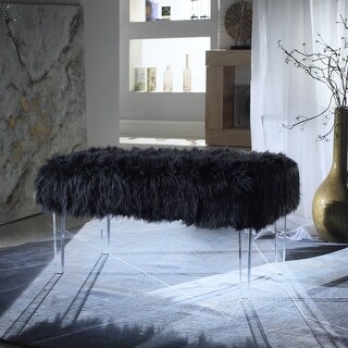 Samuel Modern Contemporary Faux Fur Acrylic Leg Bench - Bed Bath ...