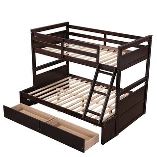 Separable Twin over Full Storage Bunk Bed with 2 Drawers/Guardrails ...
