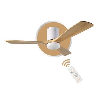 ExBrite 52 inch LED Ceiling Fan,Oka Solid Wood Blades,Remote Control,DC ...