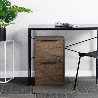 Under Desk Wood File Cabinet with 2 Drawers & Vertical Filling, Corner ...