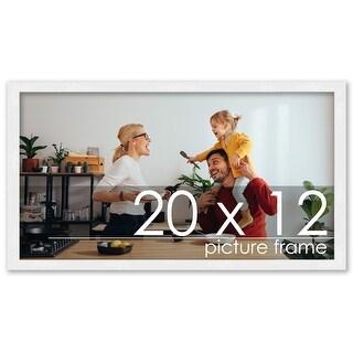 20x12 Contemporary White Wood Picture Frame - UV Acrylic, Foam Board ...