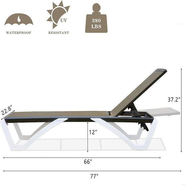 Wicker Chaise Lounge Adjustable Lounge Chair Poolside Sun Lounger with ...