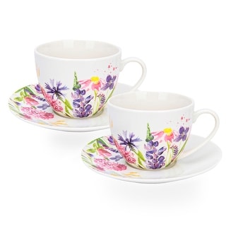 STP Goods Lavender Meadow Tea Coffee Cup & Saucer Set of 2 - 8.8 fl oz ...