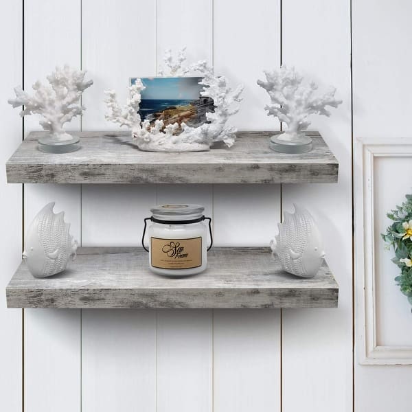 rustic white floating shelves