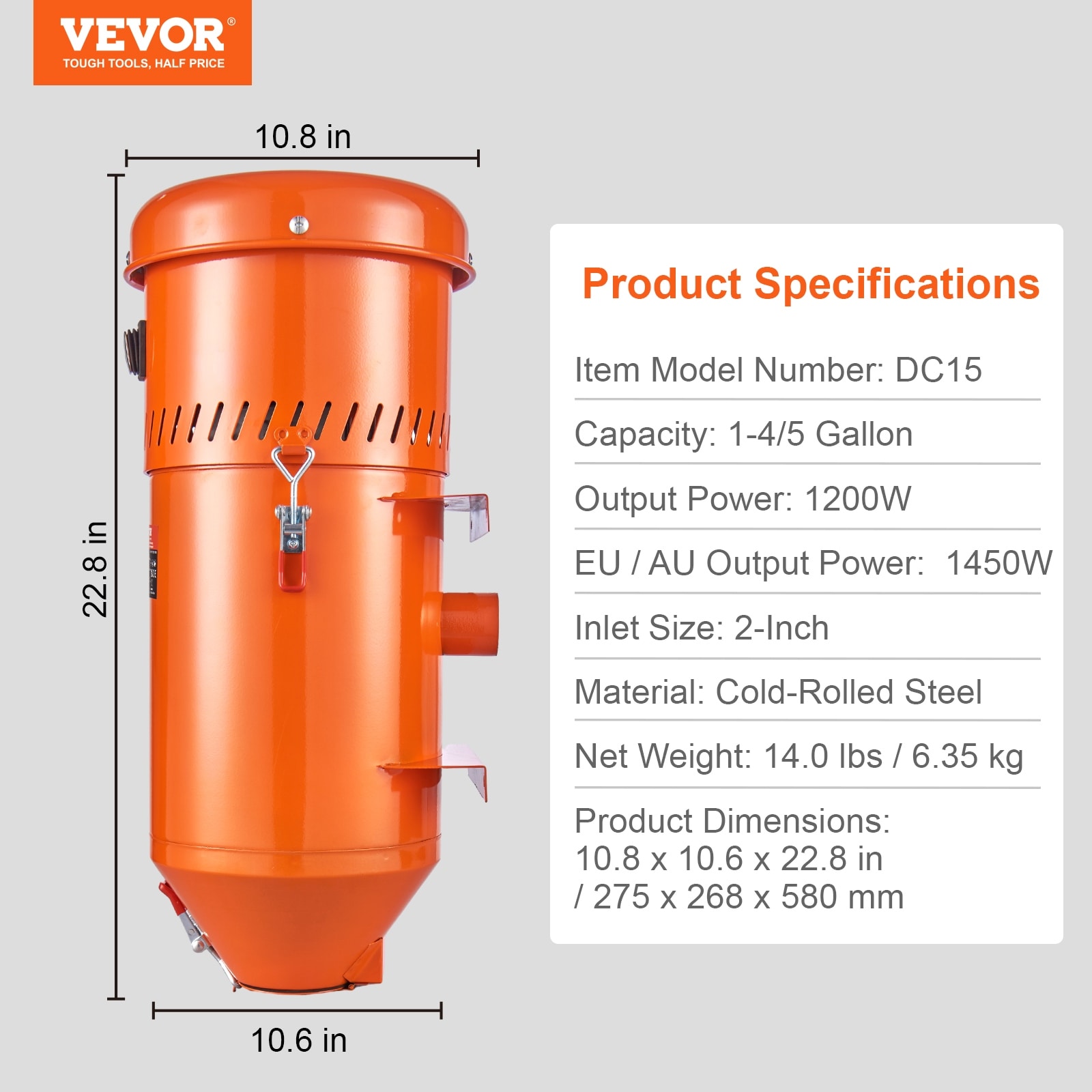 cyclone dust separator dimensions