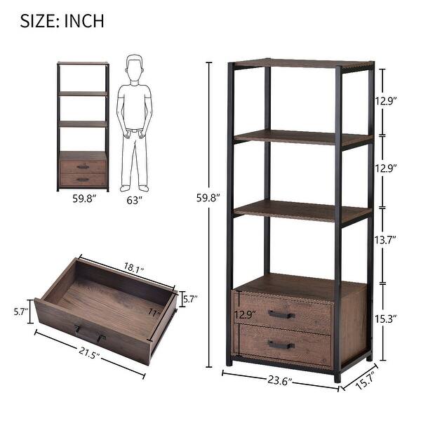 Versatile Upright Bookshelf 4 with 4 Open Storage Shelves and Two ...