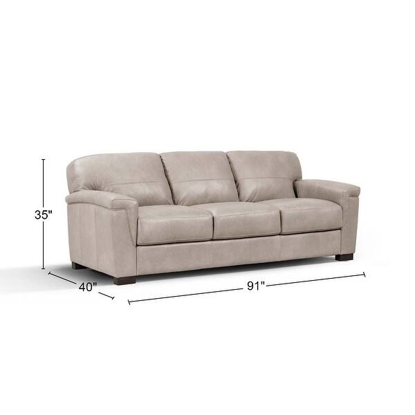 Leather Upholstered Sofa with Block Legs in Beige - Bed Bath & Beyond ...
