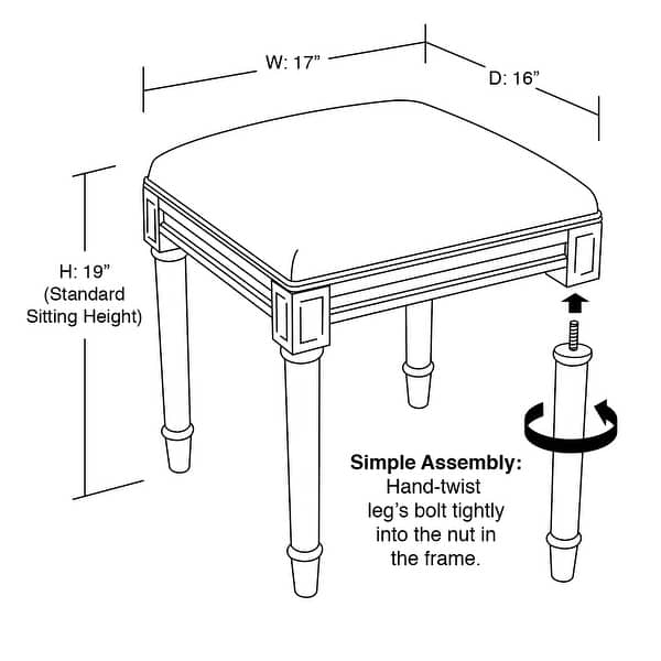 vanity stool dimensions