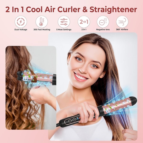 CoolAire Style 2 in 1 Hair Straightener and Curler Curling Wands