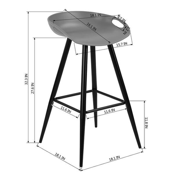 Contemporary Style Counter Height Bar Stools with Curved Seat and ...