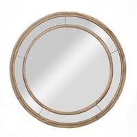 Becket Decorative 26-Inch Round Mirror with Double Wood Circle Frame ...