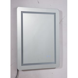 Anti-fog dimmable touch button LED bathroom mirror - Silver - Bed Bath ...
